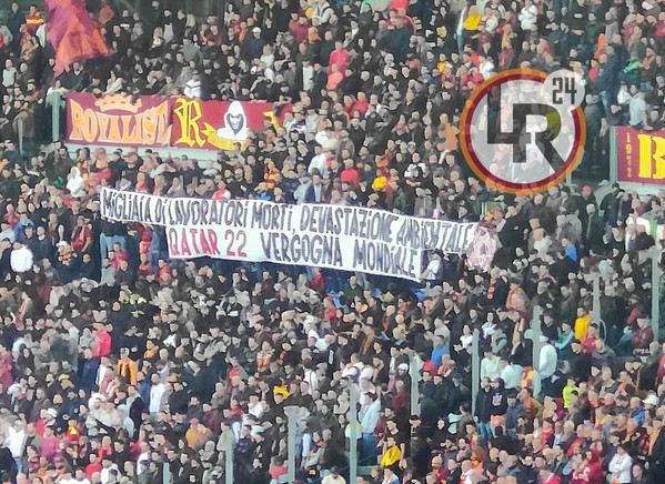 FOTO - Roma-Torino, striscione in Curva Sud contro la Coppa del Mondo ...