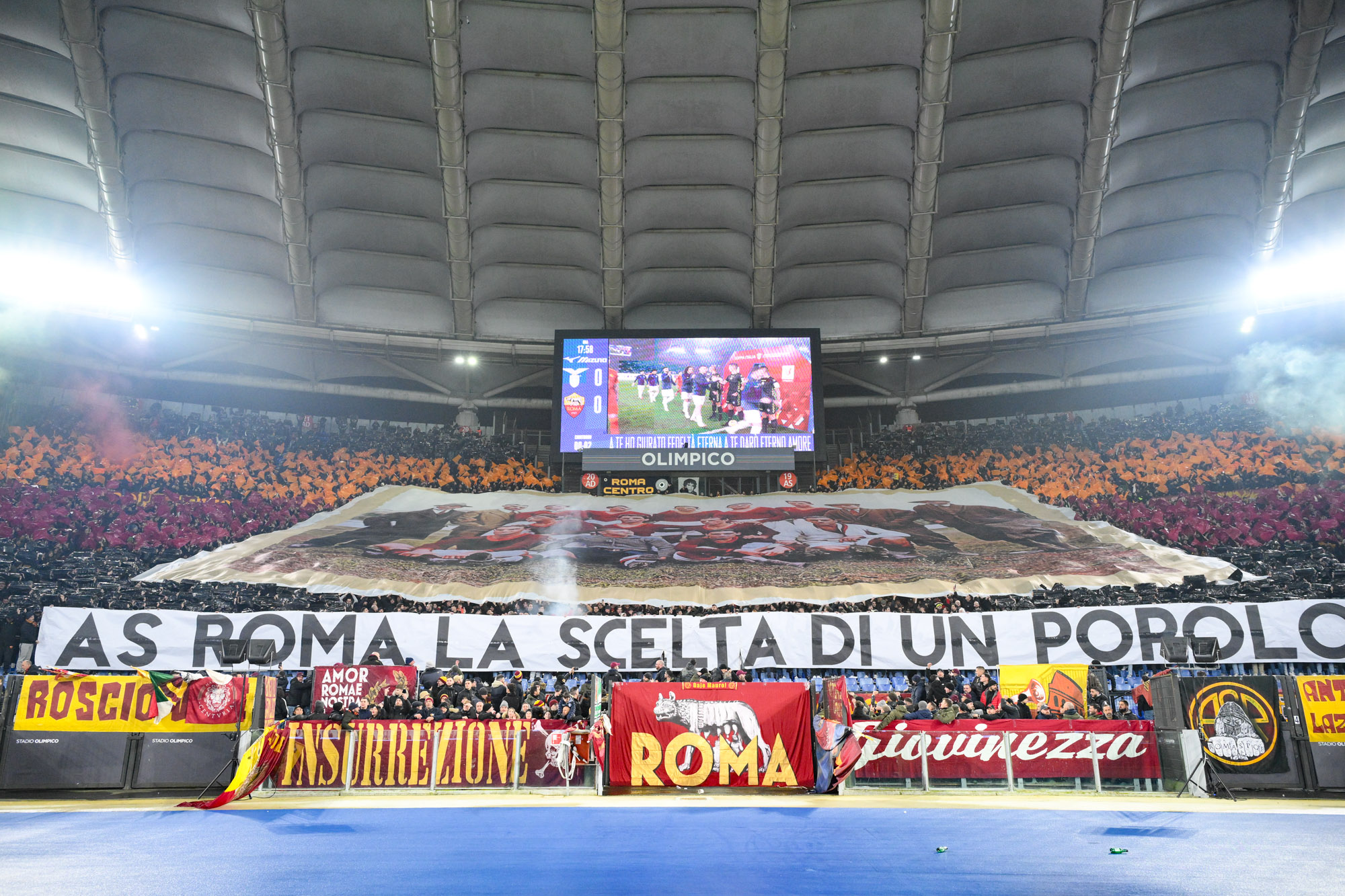 Coppa Italia, Lazio-Roma: la coreografia della Curva Sud 10.01.2024 ...